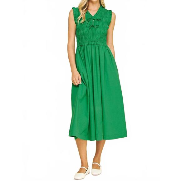 Pinch | Dresses | New Pinch Valeria Ruched Bow Midi Dress In Light ...